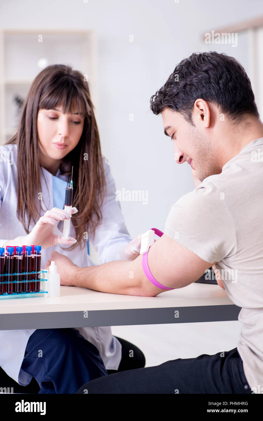 Patient during blood test sampling procedure taken for analysis Stock ...
