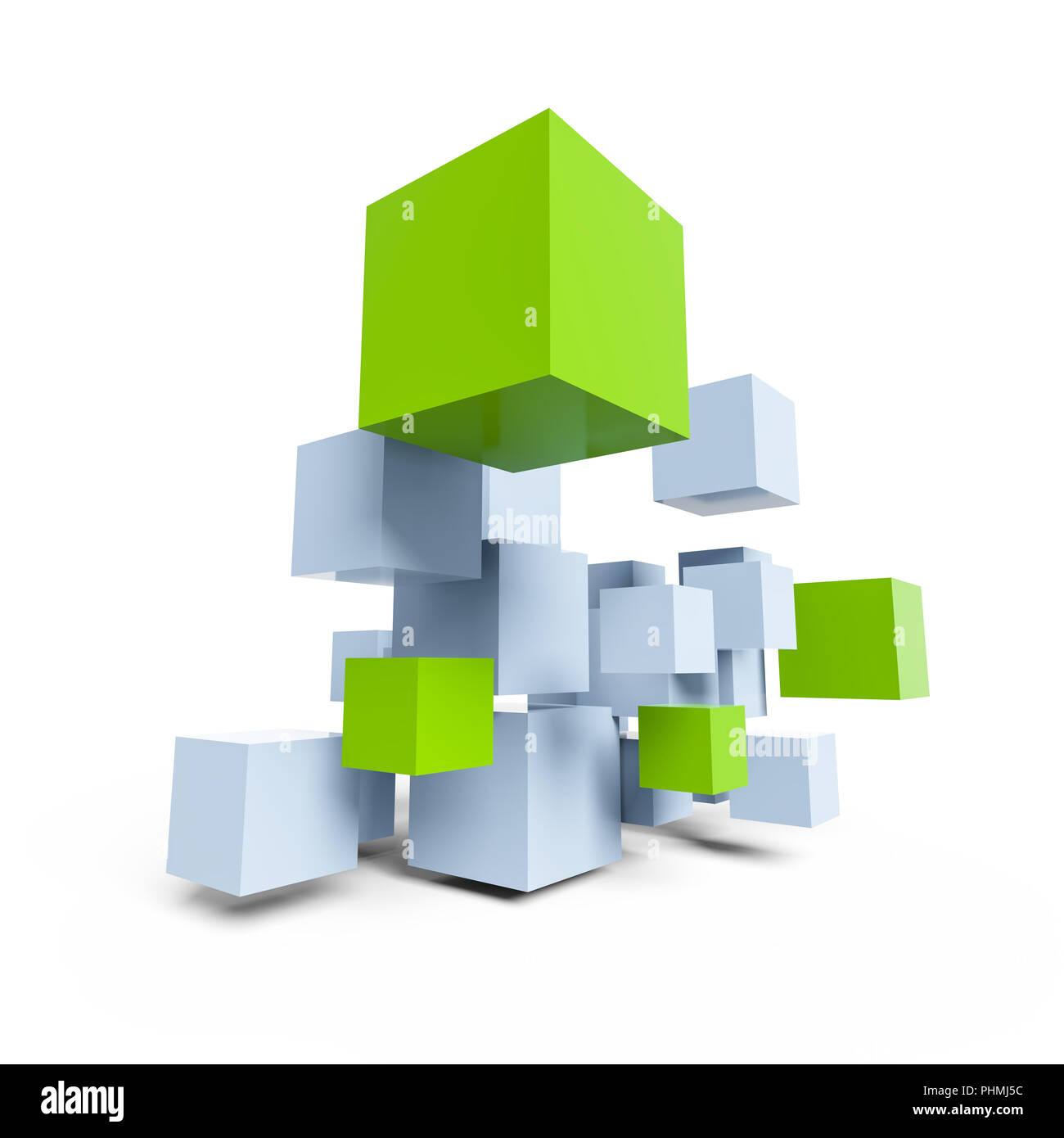 3d illustration green cubes matrix hi-res stock photography and images ...