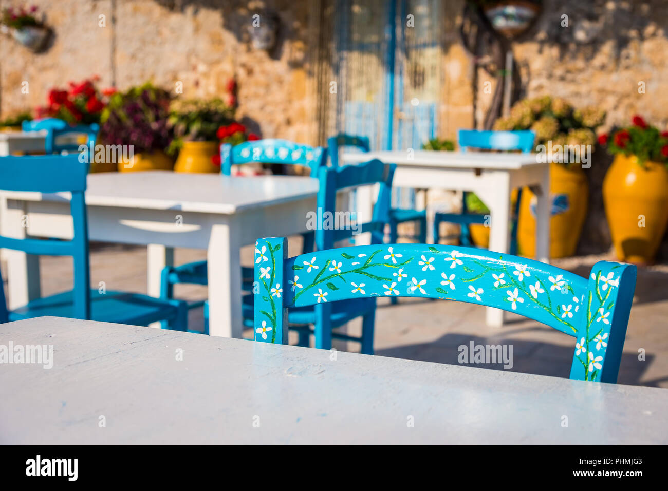 Tables in a traditional Italian Restaurant in Sicily Stock Photo - Alamy