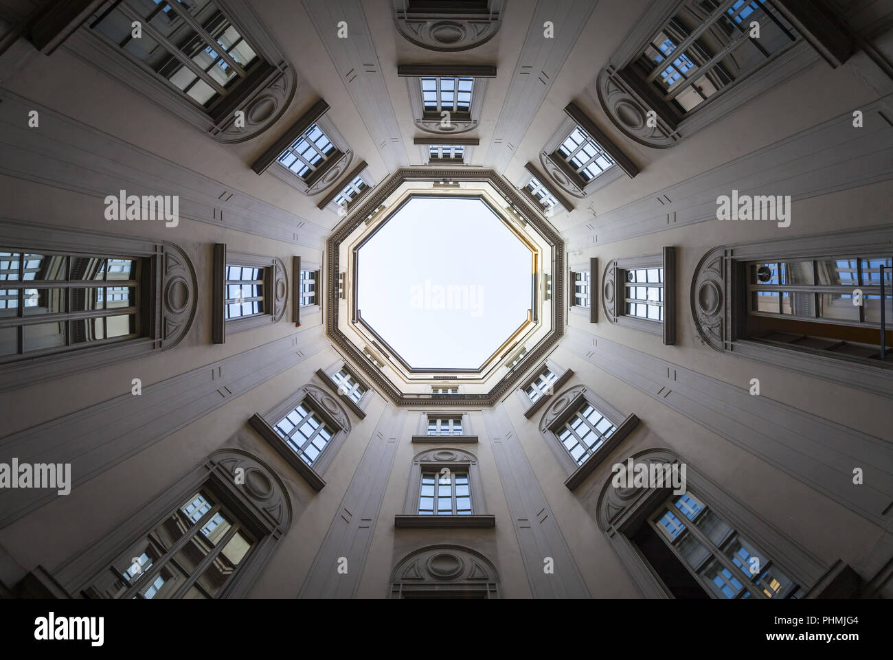 Windows in perspective with sky in background Stock Photo - Alamy