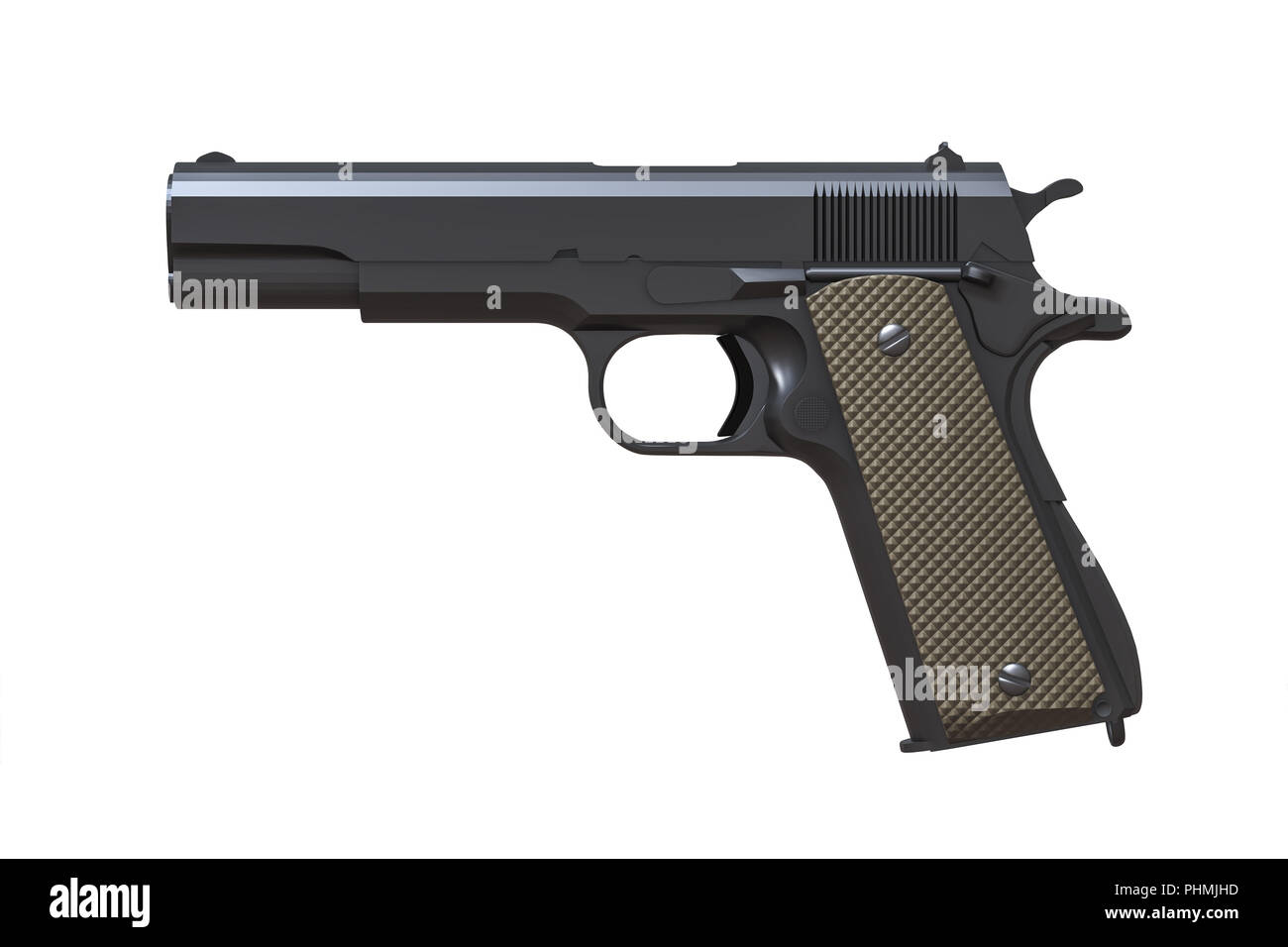 Typical pistol isolated on white Stock Photo - Alamy