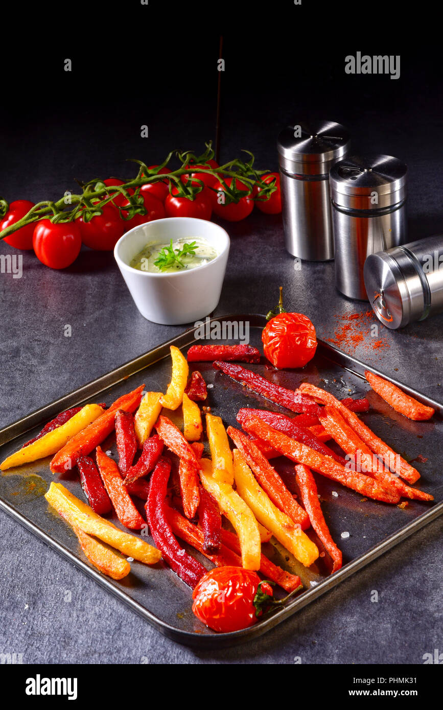 colorful vegetable fries from the oven Stock Photo - Alamy
