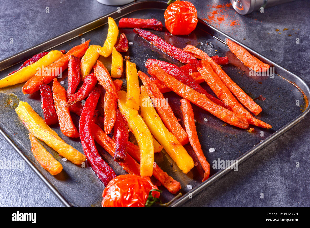 colorful vegetable fries from the oven Stock Photo - Alamy