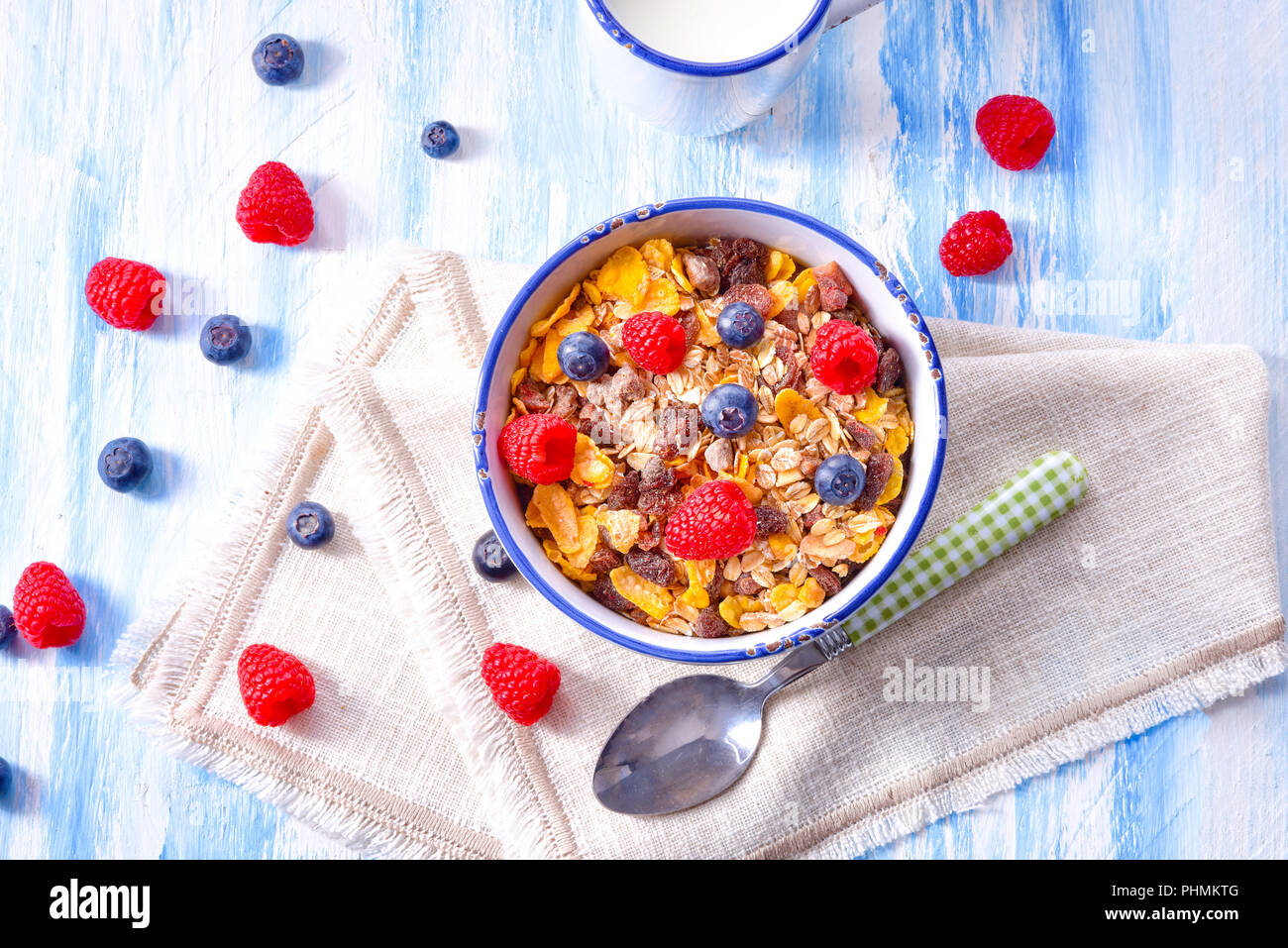 muesli breakfast menu with forest fruits Stock Photo - Alamy