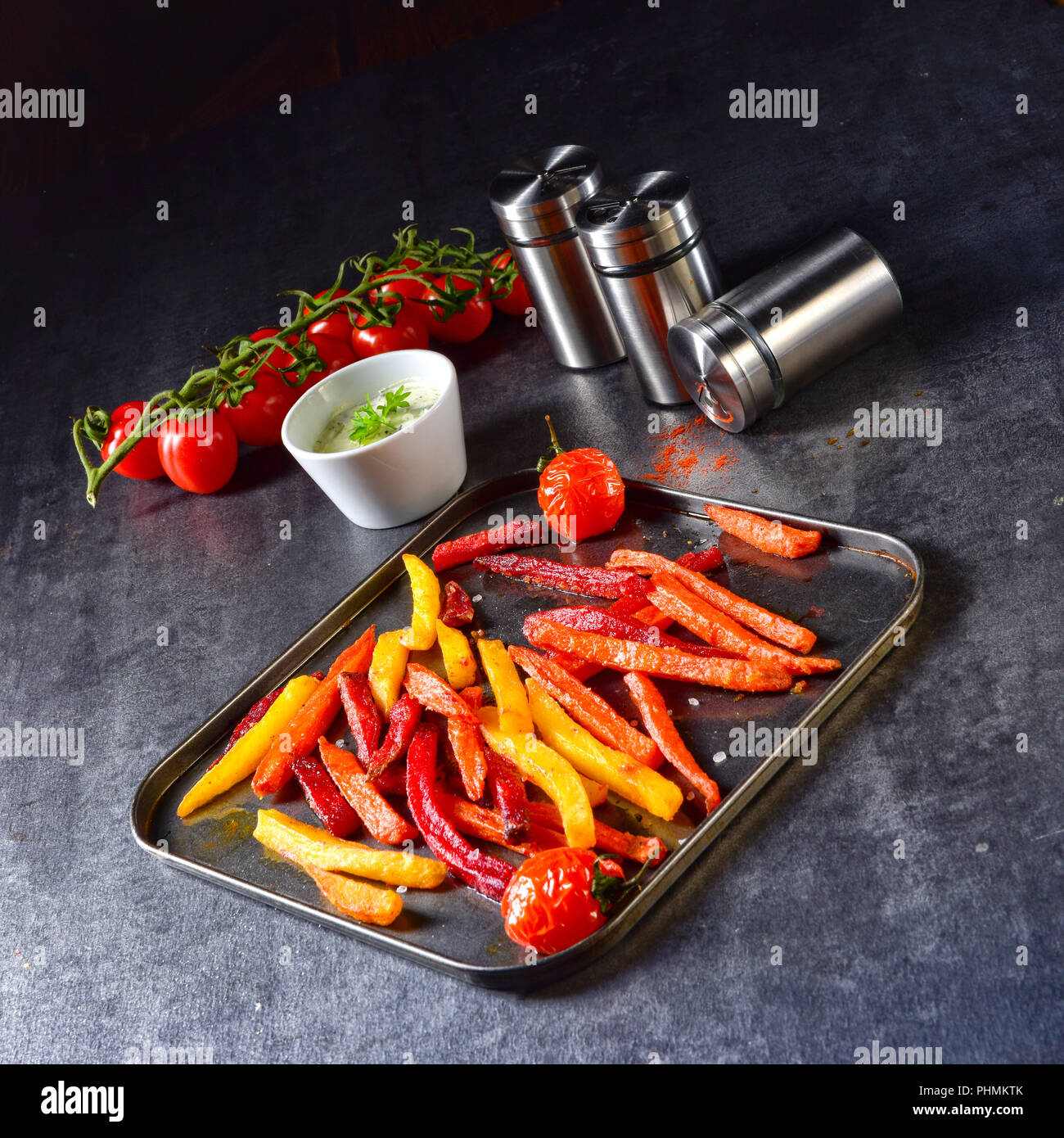 colorful vegetable fries from the oven Stock Photo - Alamy