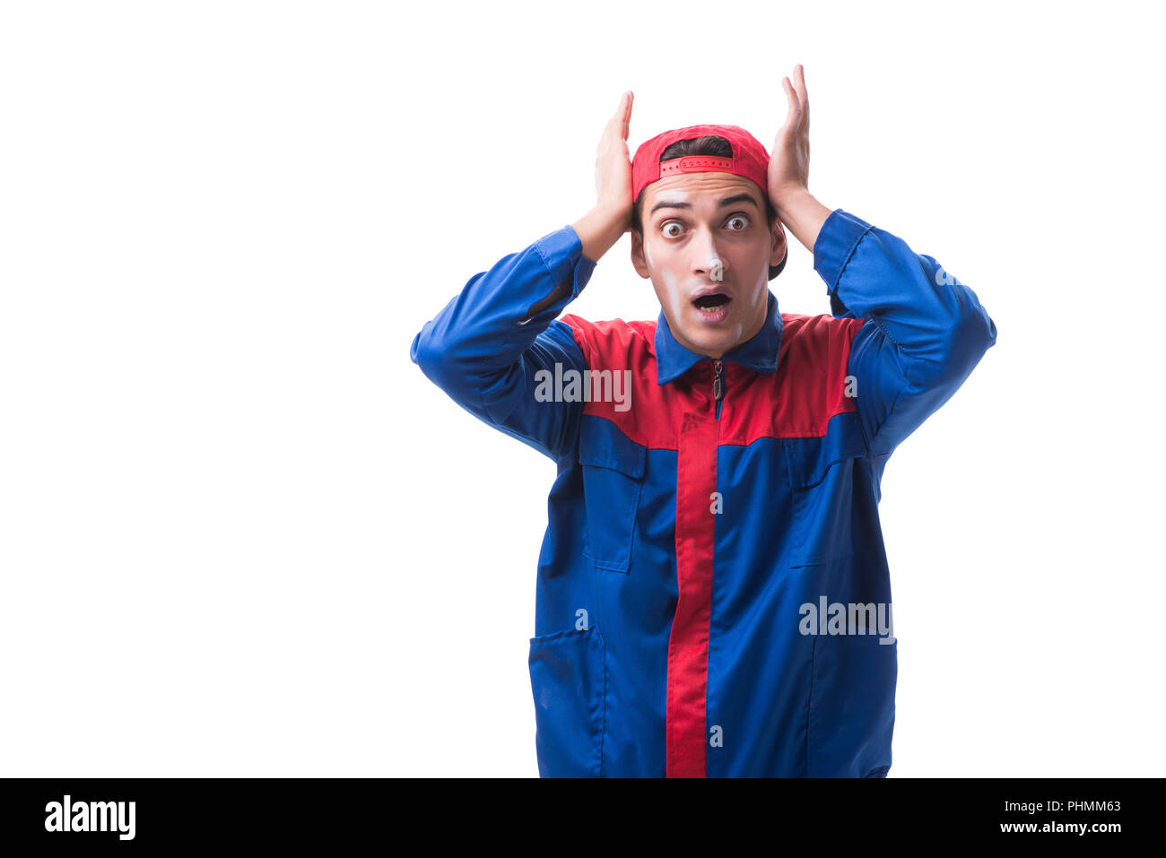 Contractor employee isolated on white background Stock Photo - Alamy