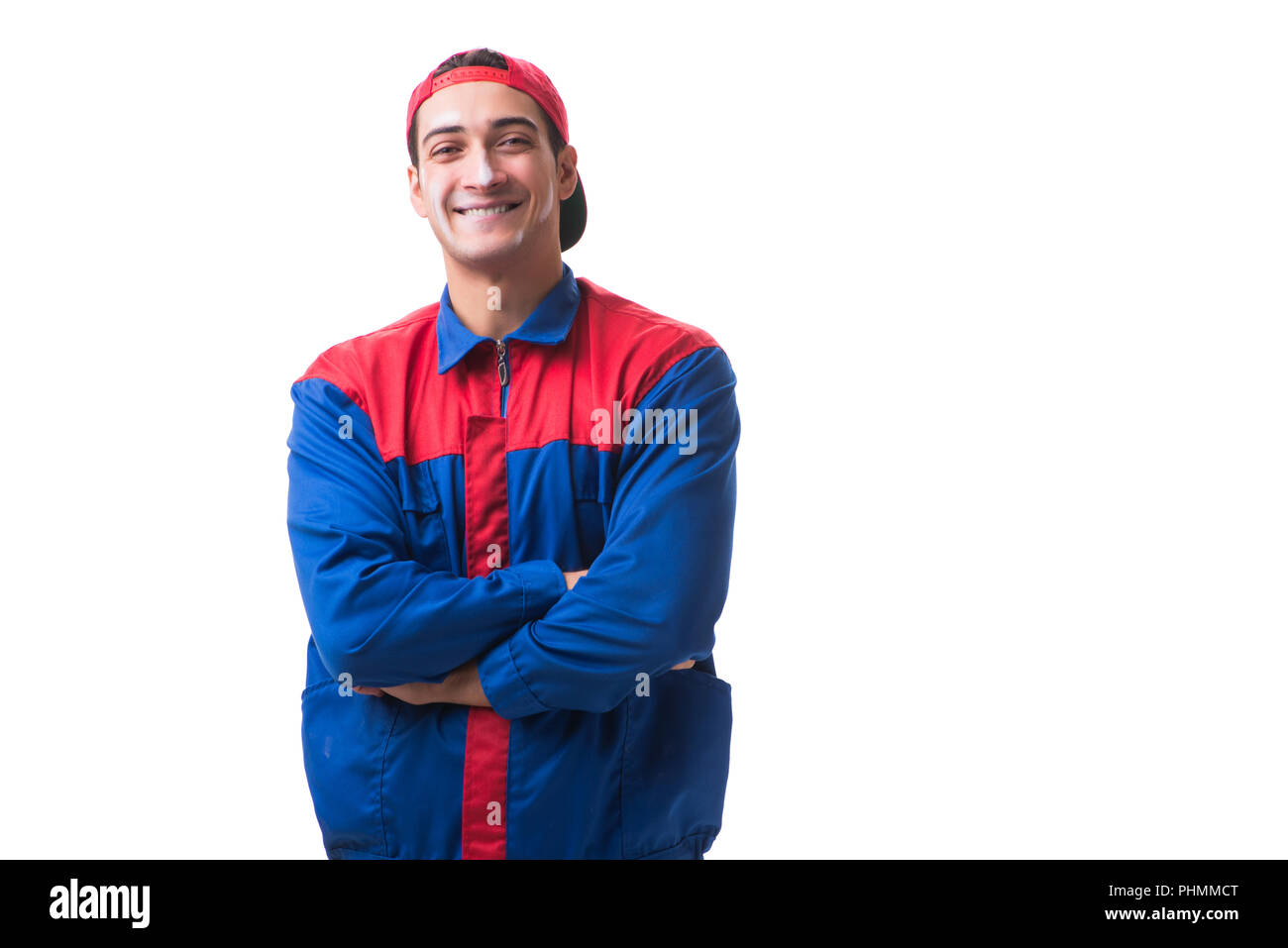 Contractor employee isolated on white background Stock Photo - Alamy