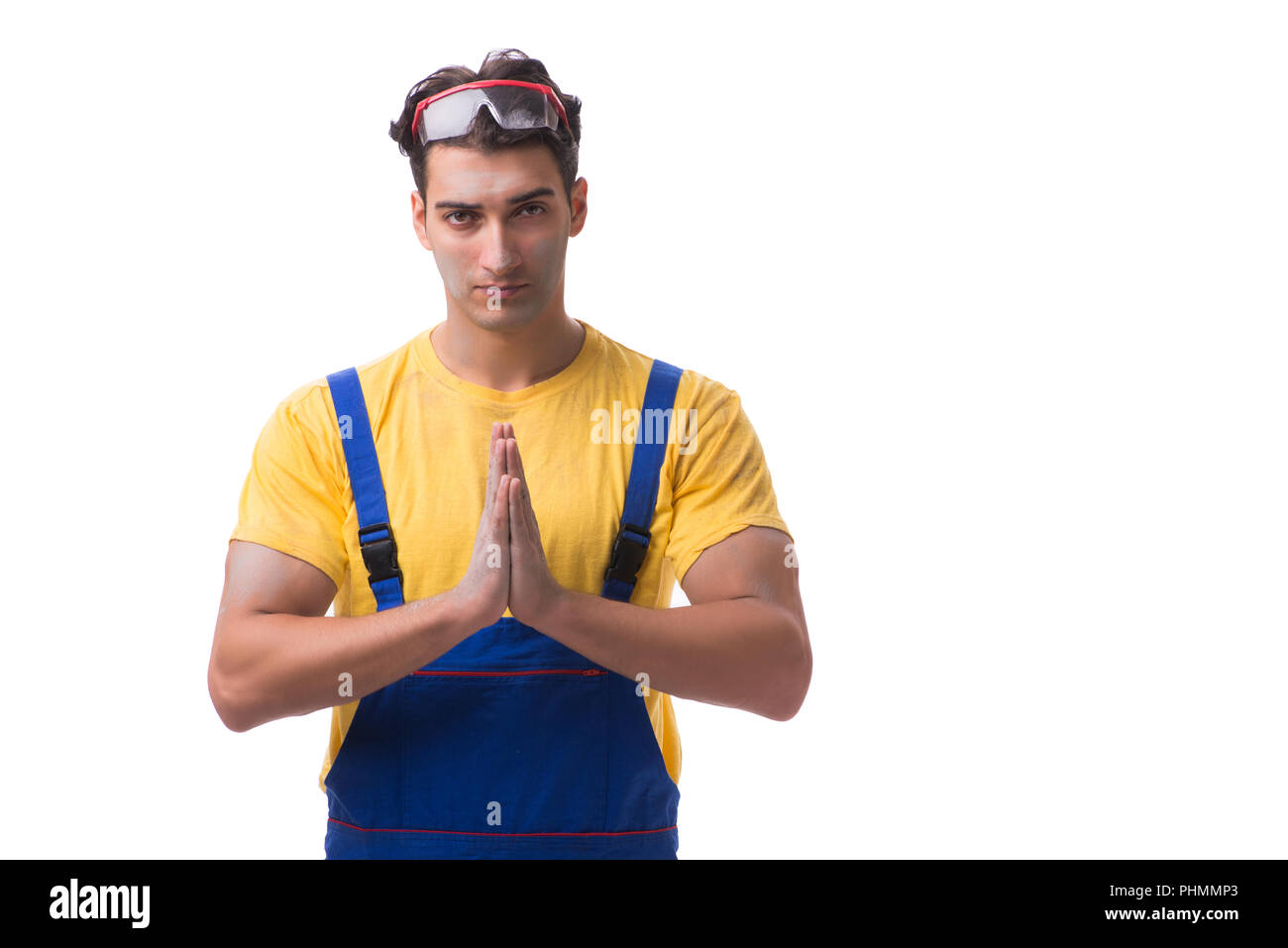 Contractor employee isolated on white background Stock Photo - Alamy