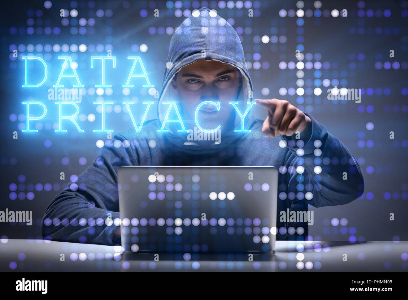 Data privacy concept with hacker stealing personal information Stock ...