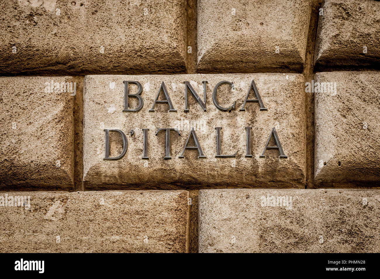 Bank of Italy text Stock Photo - Alamy