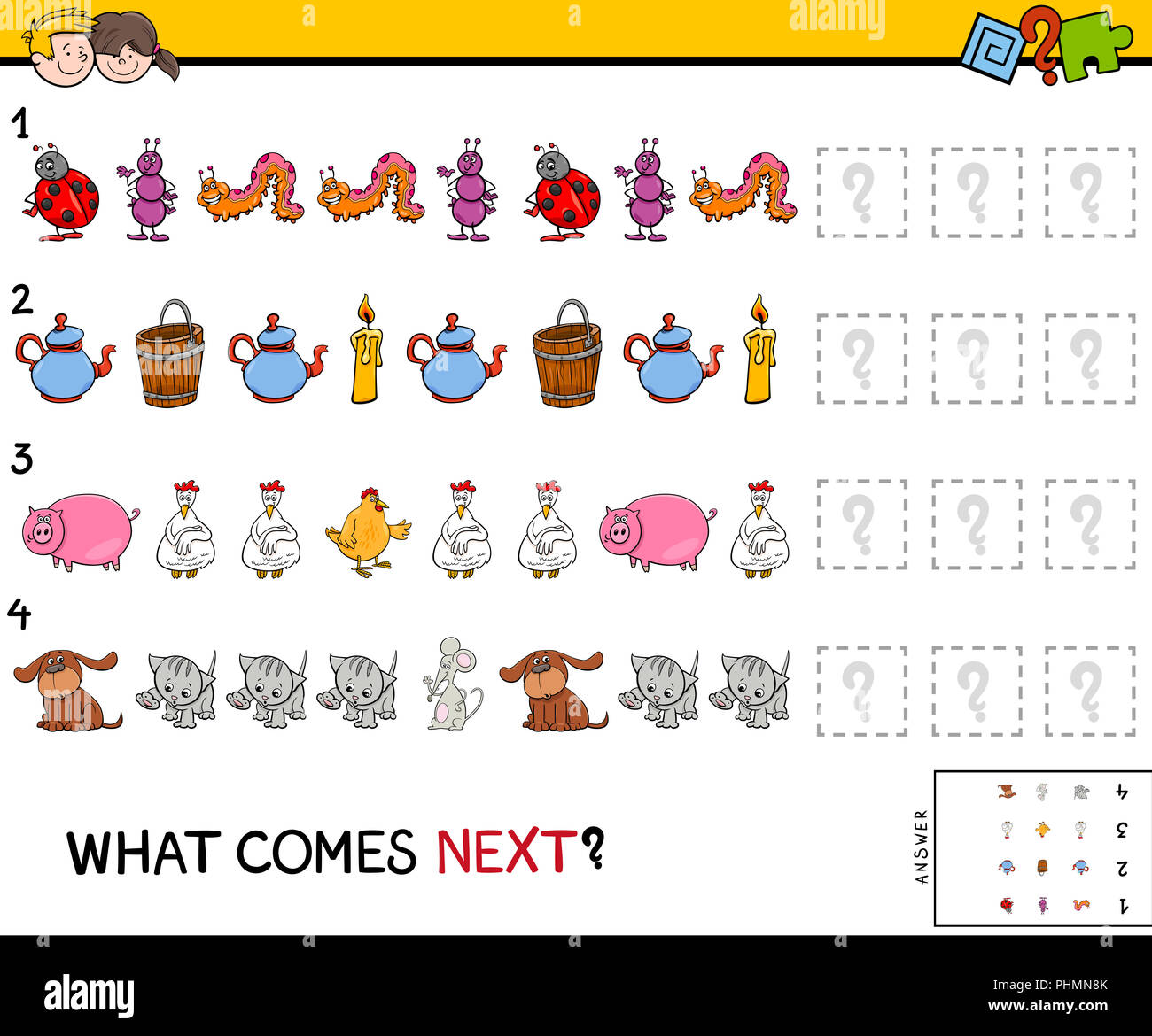 complete the pattern educational game Stock Photo - Alamy