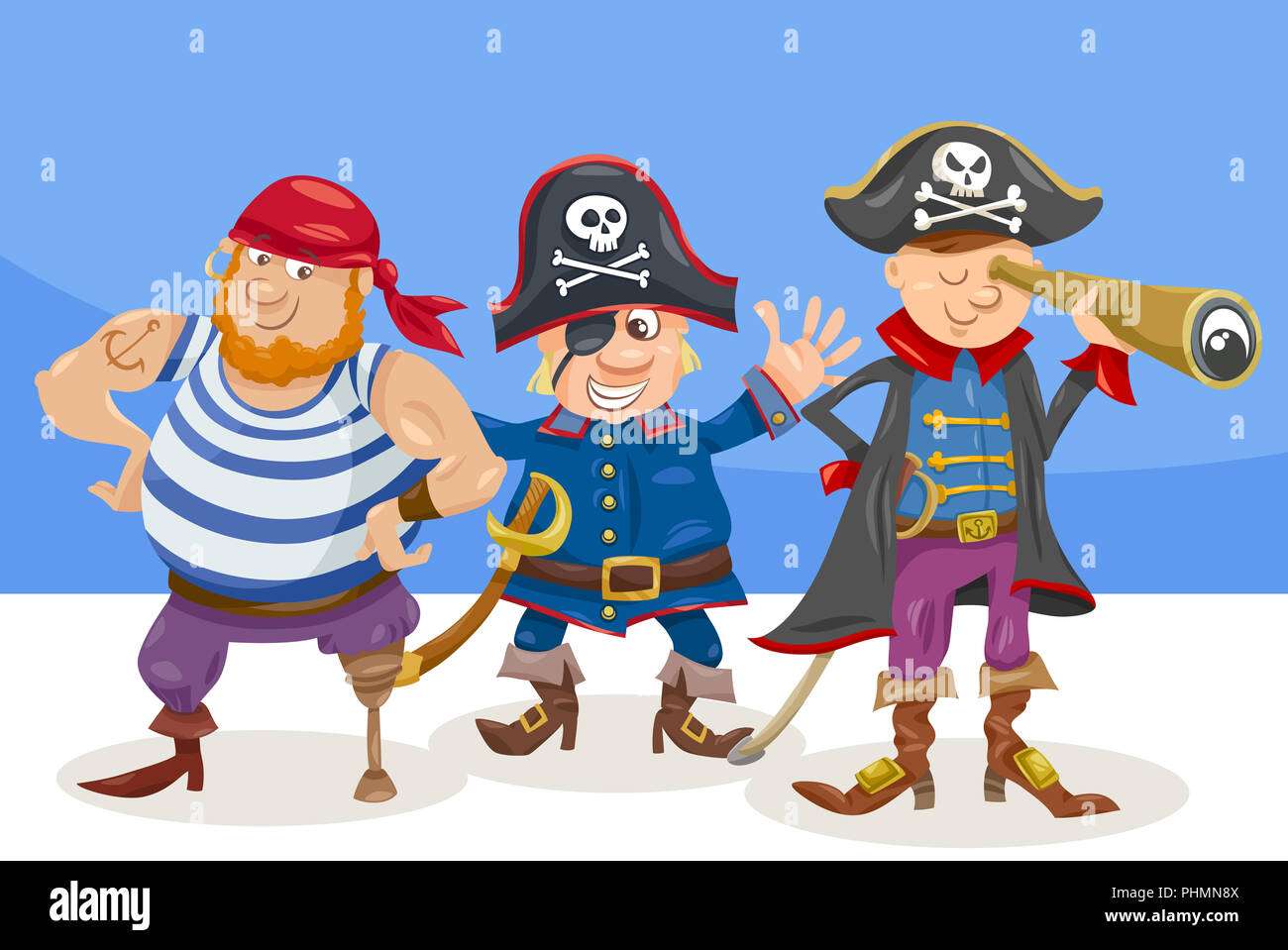 funny pirate characters cartoon illustration Stock Photo - Alamy