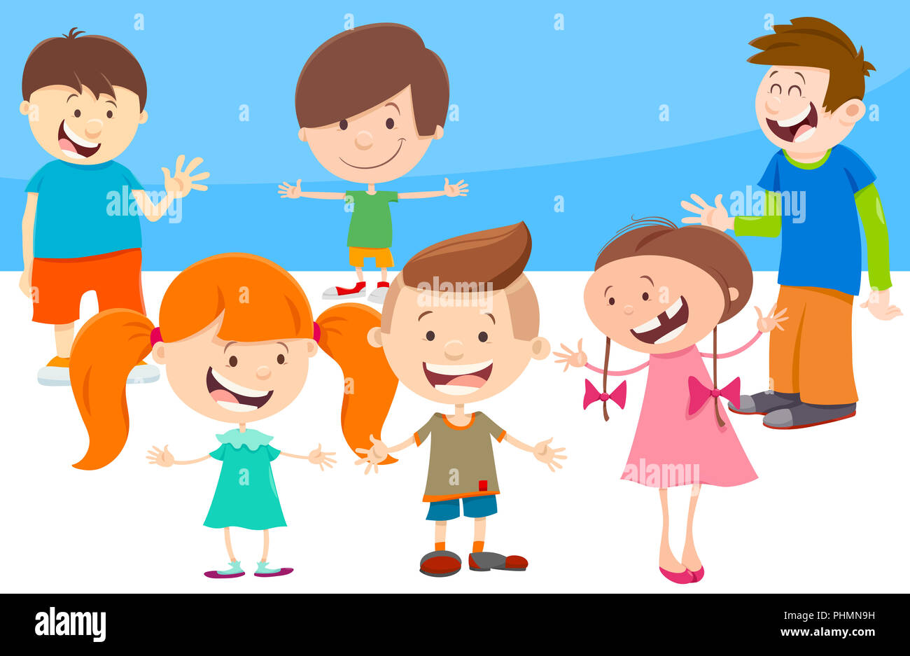 cartoon kids comic characters group Stock Photo - Alamy