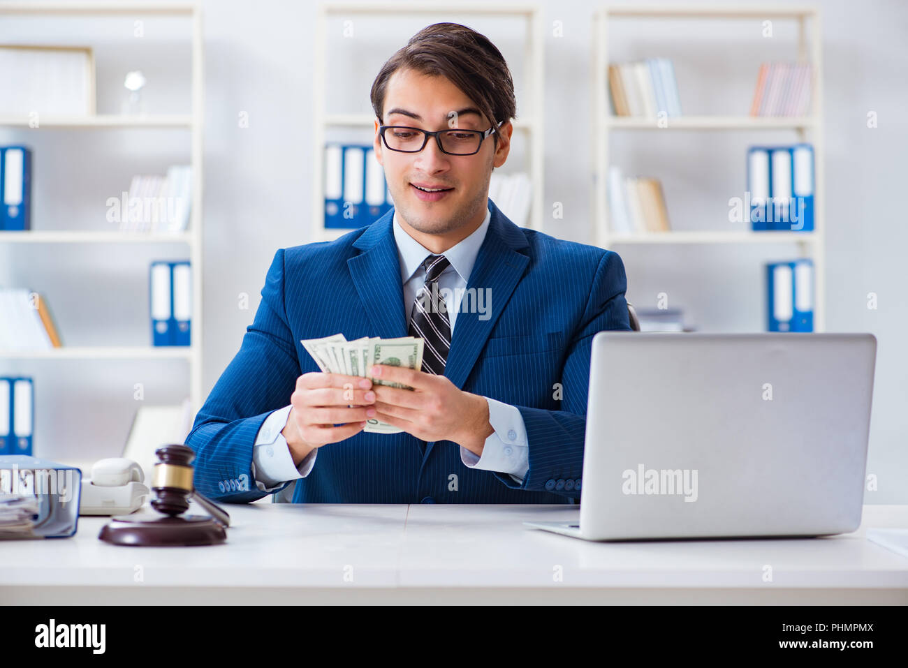 Lawyer receiving money as bribe hi-res stock photography and images - Alamy