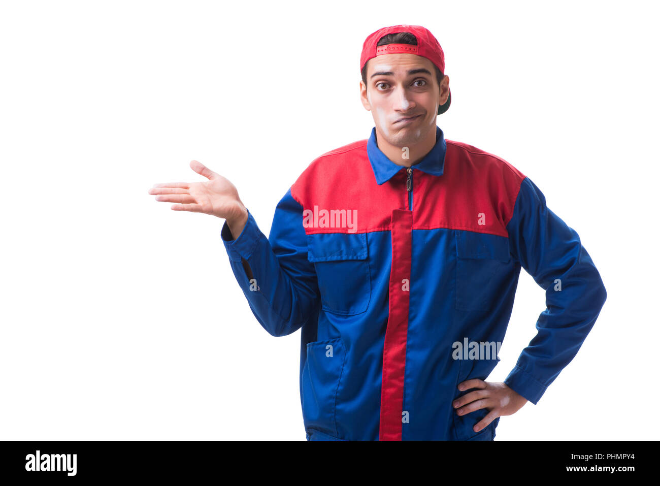 Contractor employee isolated on white background Stock Photo - Alamy