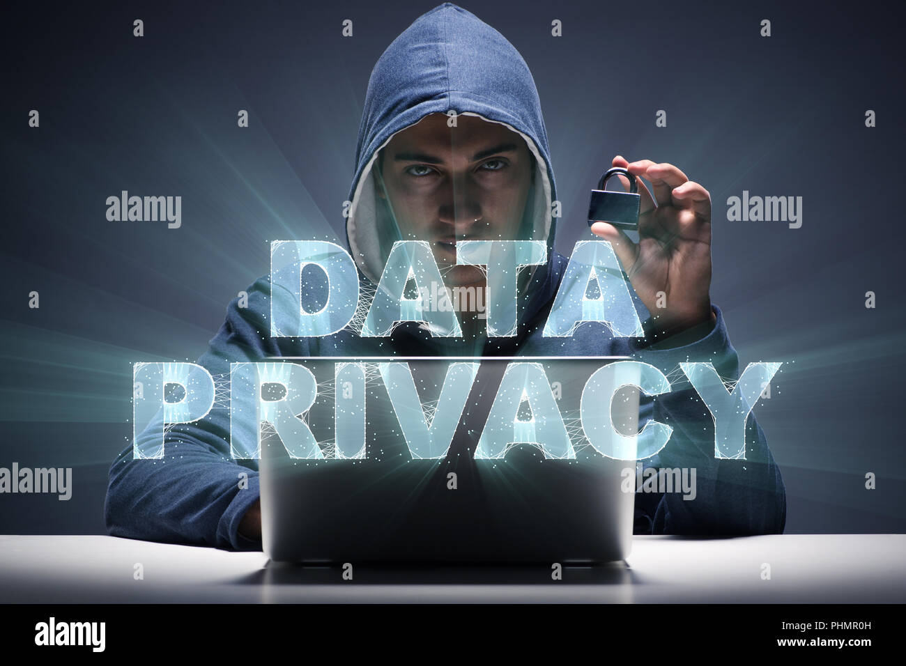 Data privacy concept with hacker stealing personal information Stock ...