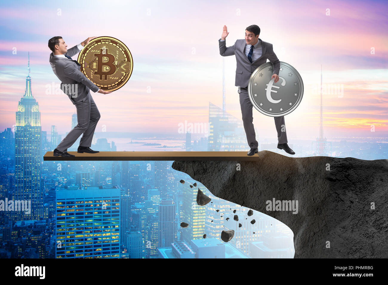 Interdependency concept with two currencies Stock Photo - Alamy