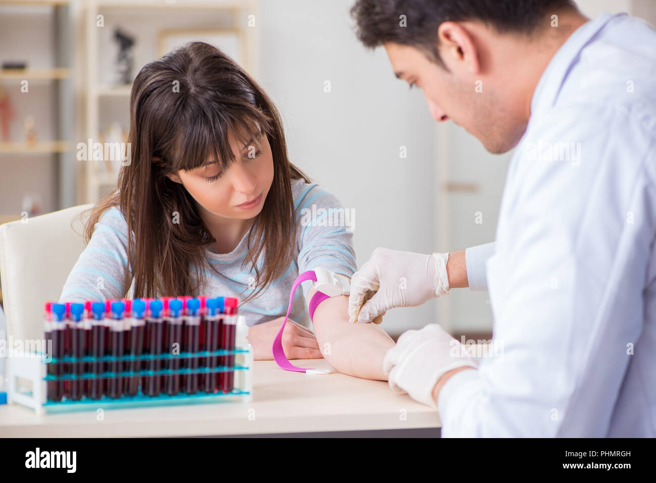 Patient during blood test sampling procedure taken for analysis Stock ...
