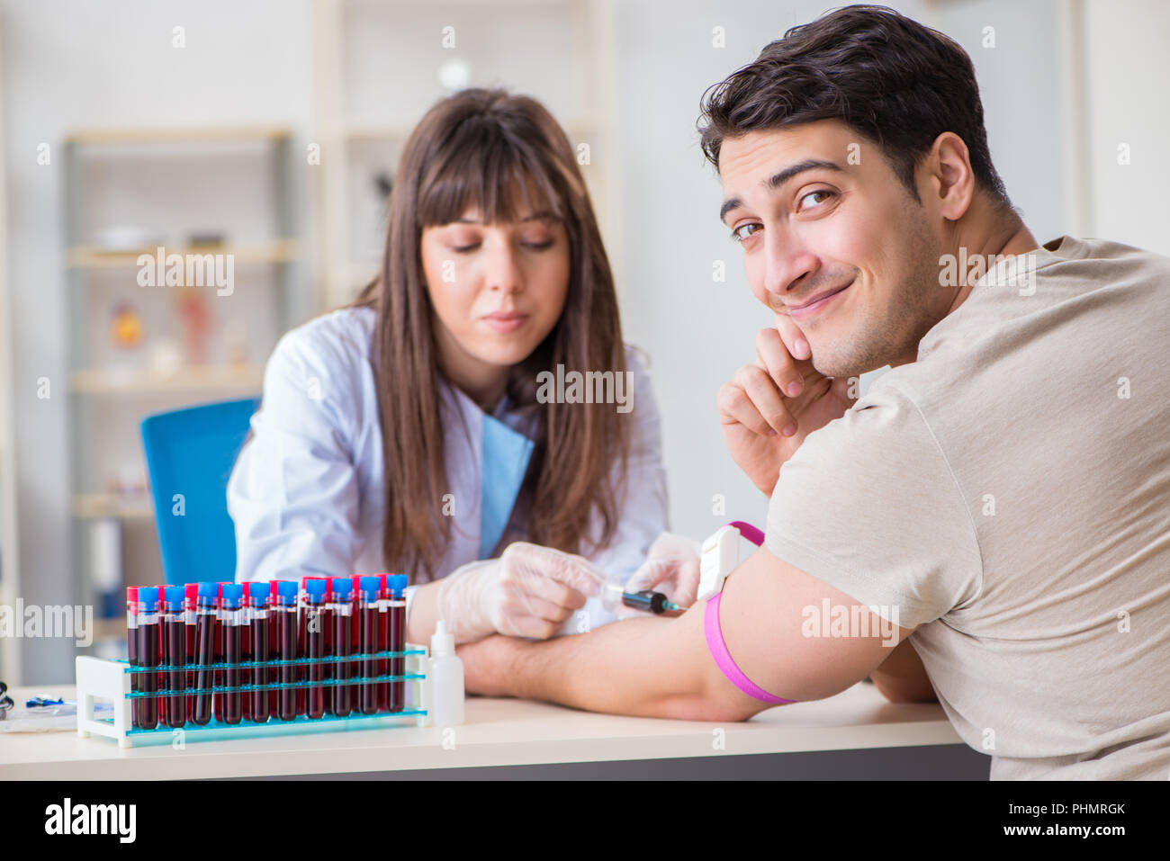 Patient during blood test sampling procedure taken for analysis Stock ...