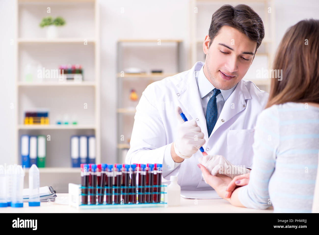 Patient during blood test sampling procedure taken for analysis Stock ...