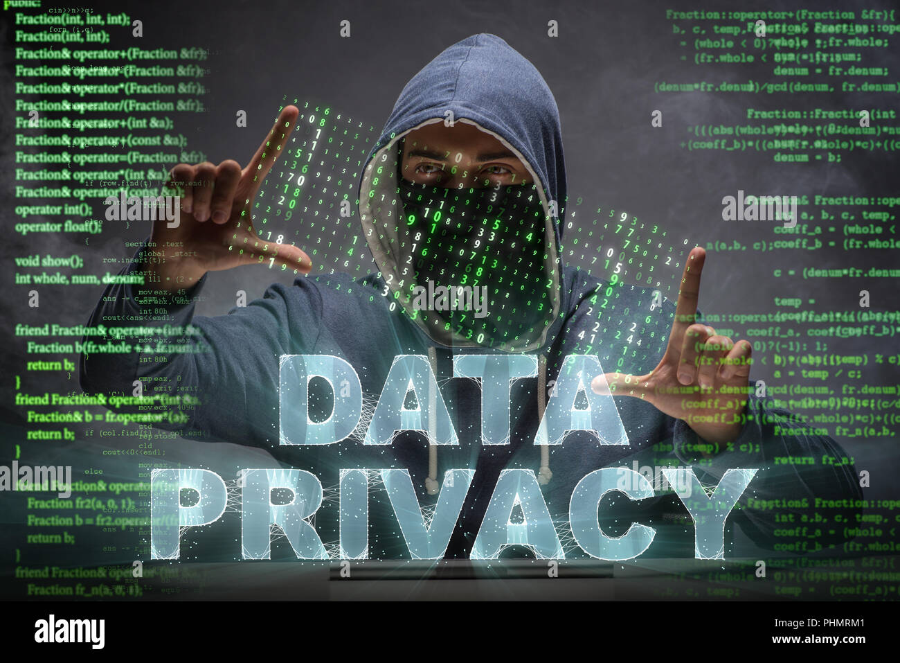 Data privacy concept with hacker stealing personal information Stock ...
