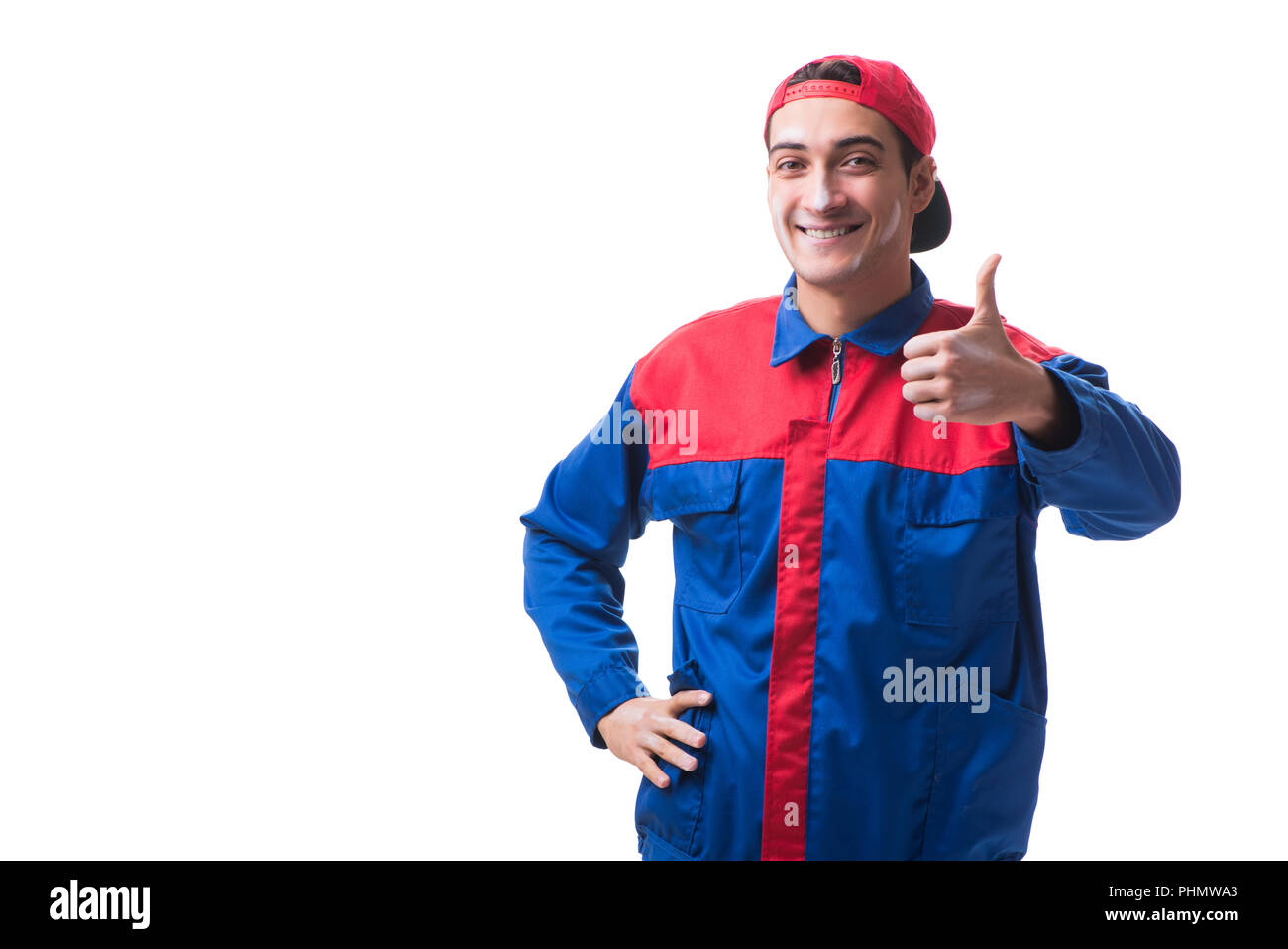 Contractor employee isolated on white background Stock Photo - Alamy