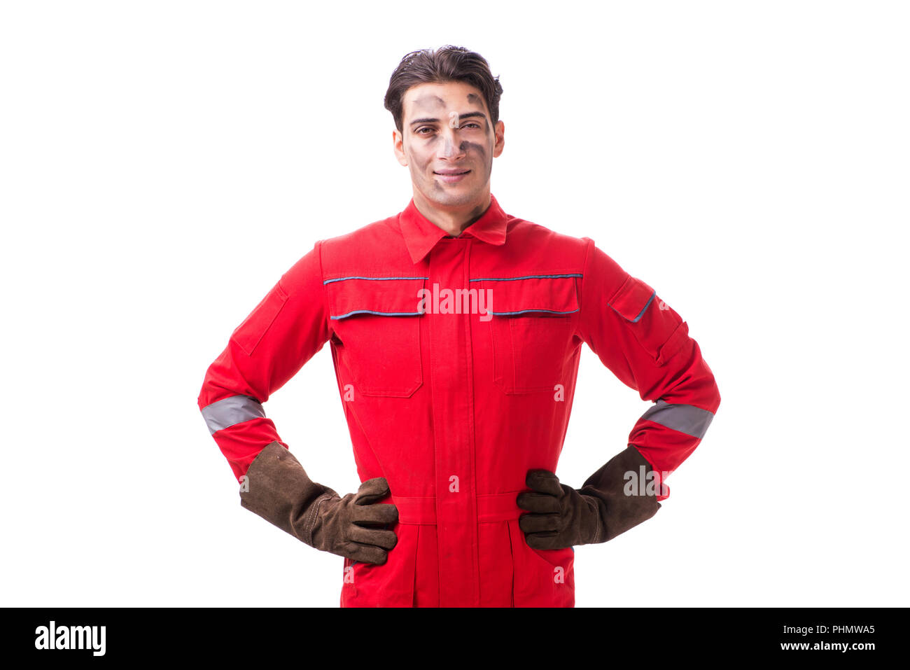 Contractor employee isolated on white background Stock Photo - Alamy