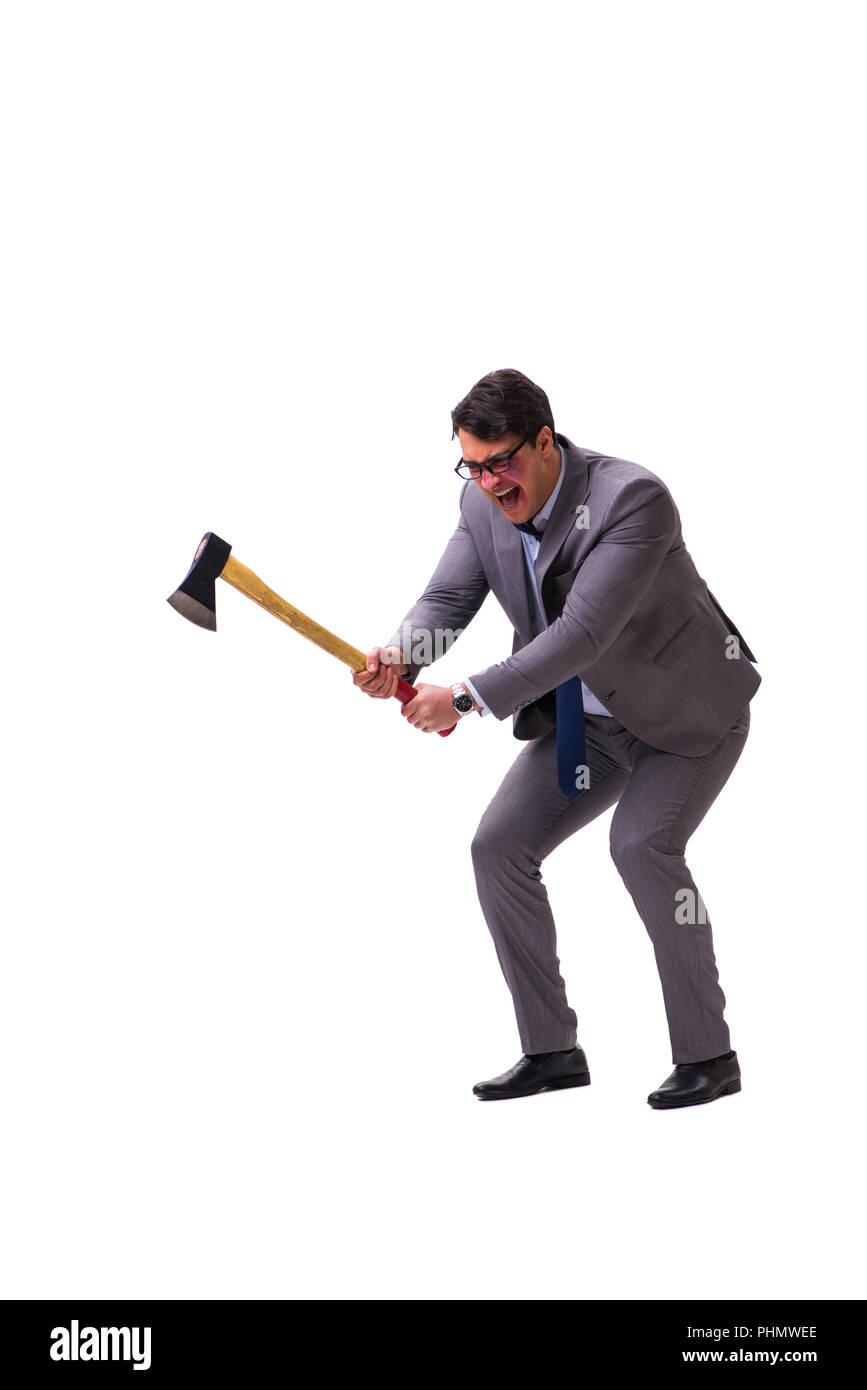 Angry holding axe Cut Out Stock Images & Pictures - Alamy