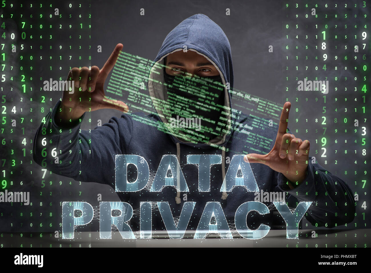 Data privacy concept with hacker stealing personal information Stock ...