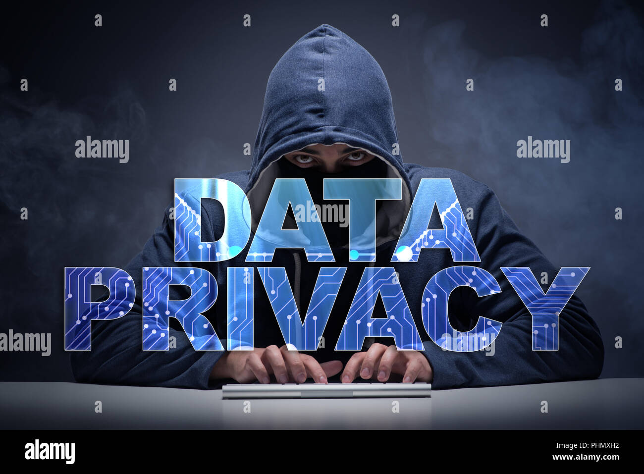 Data privacy concept with hacker stealing personal information Stock ...