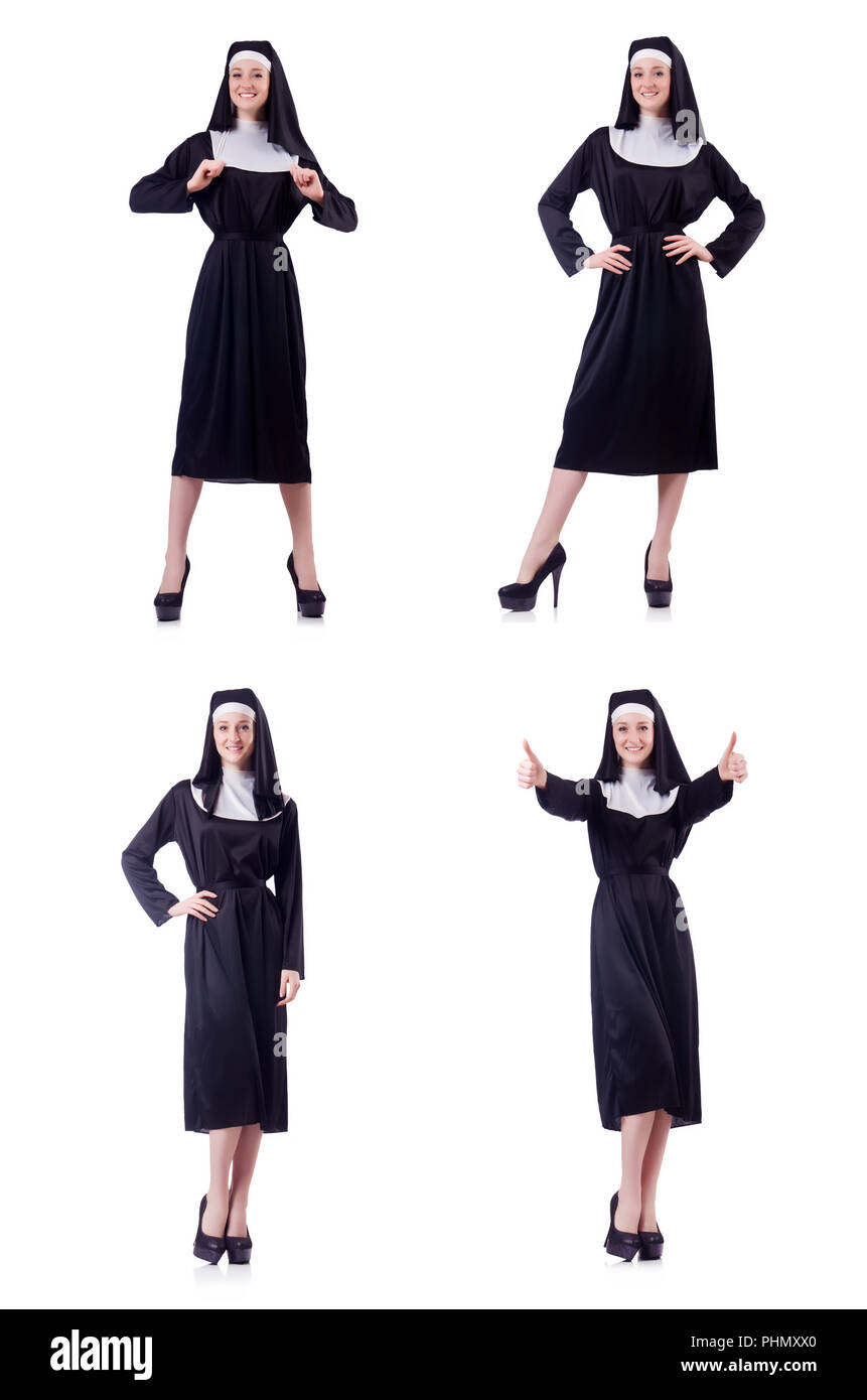 Nun isolated on the white background Stock Photo - Alamy