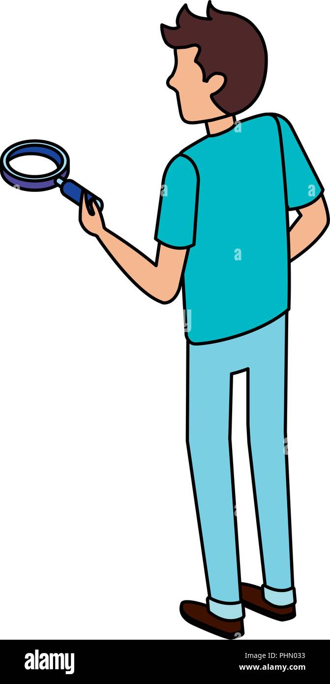 young man with magnifying glass vector illustration design Stock Vector ...