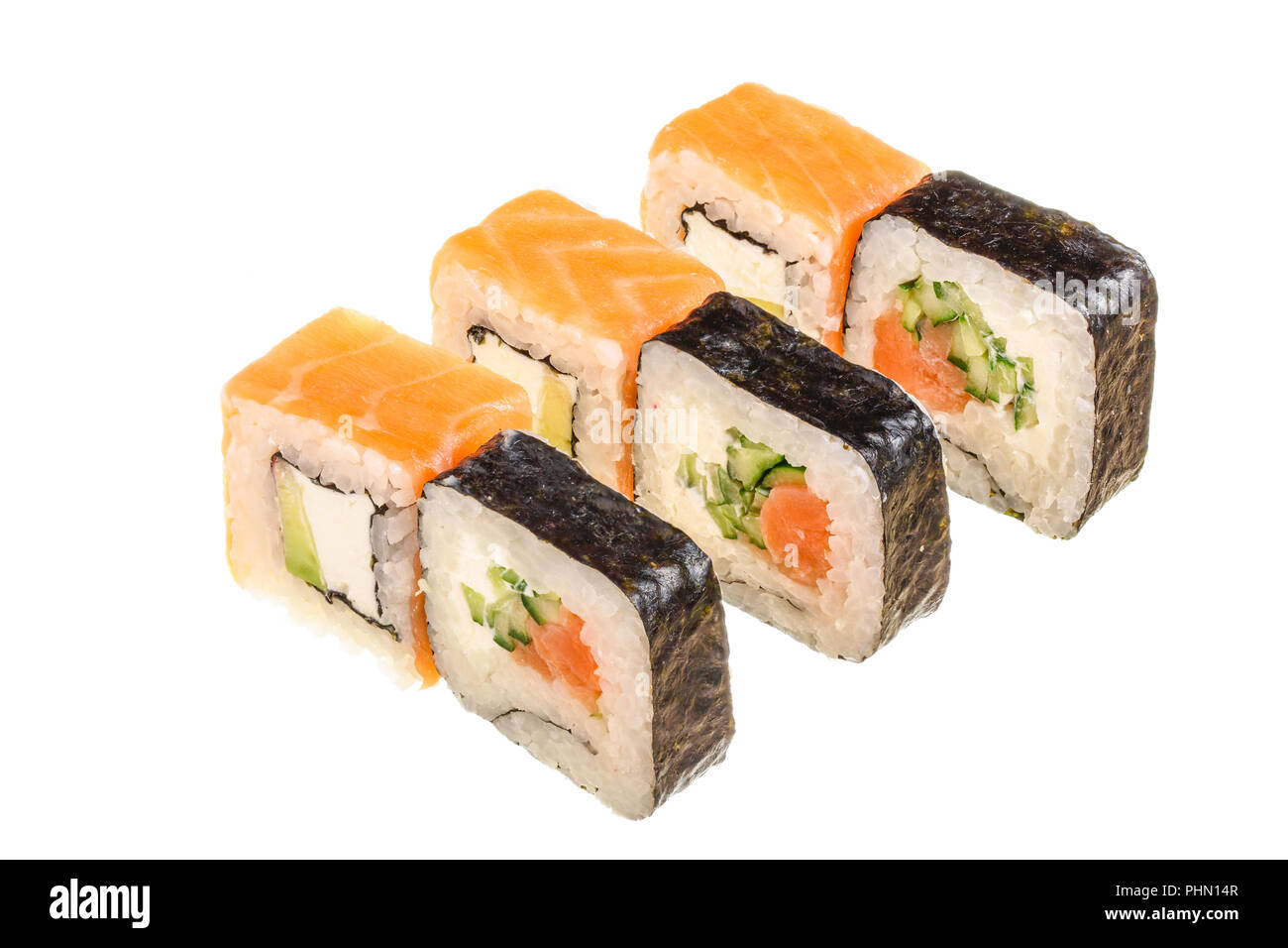 sushi roll isolated on white background without a shadow Stock Photo ...