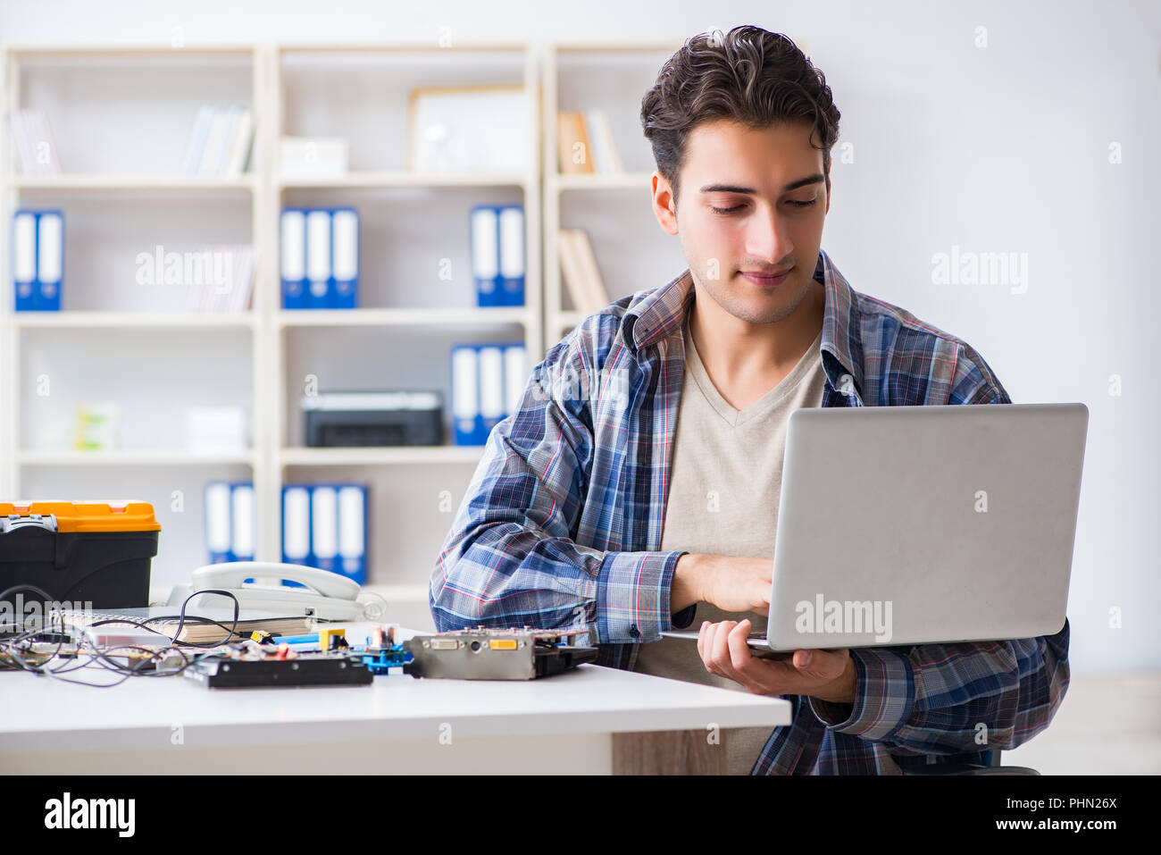 Computer hardware repair and fixing concept by experienced techn Stock ...