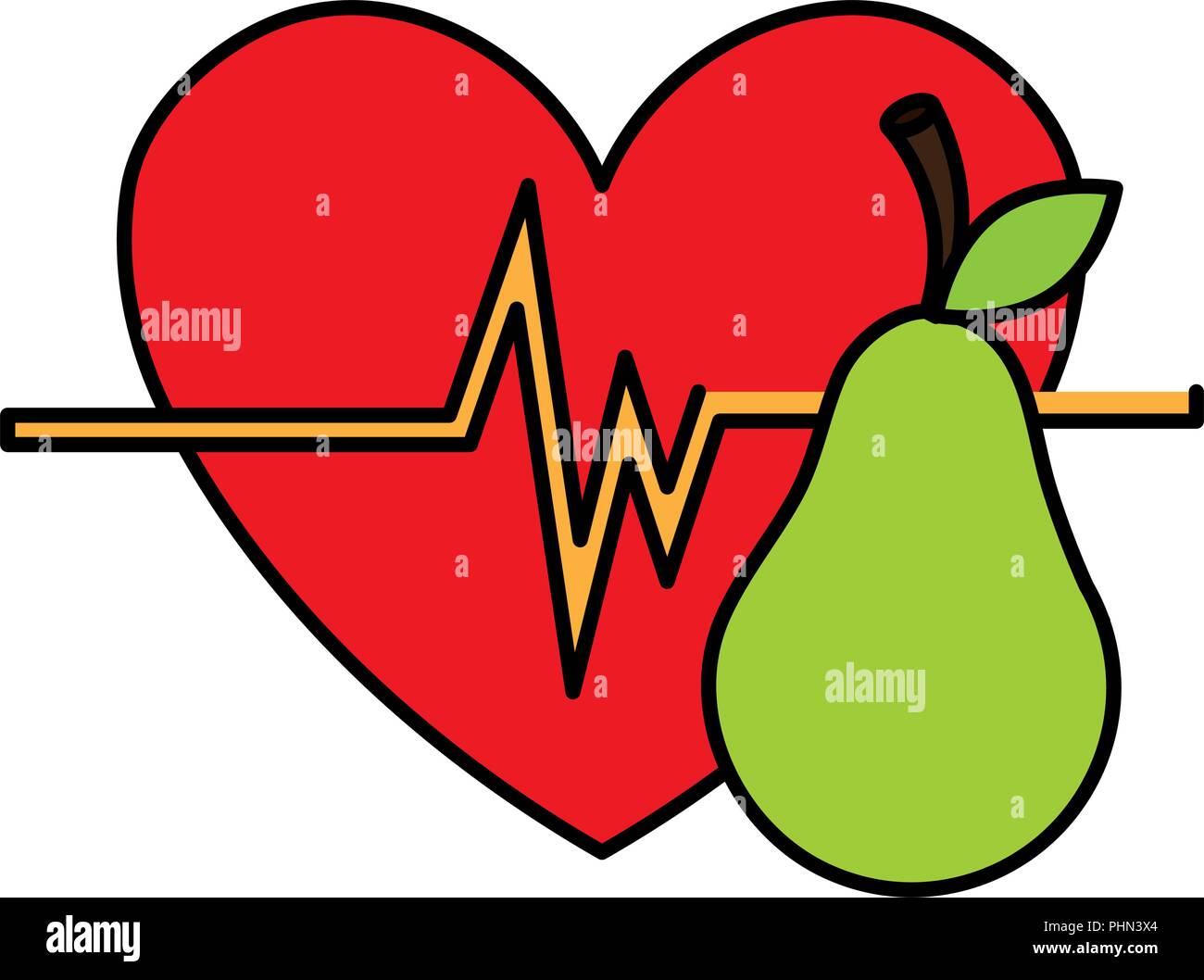 heart cardio with pear vector illustration design Stock Vector Image ...