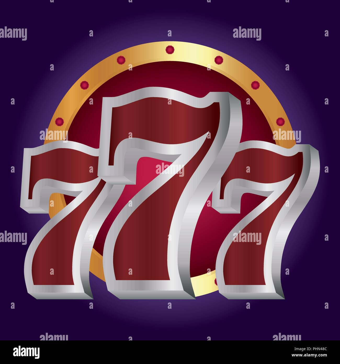 Casino design with 777 numbers over purple background, colorful design ...