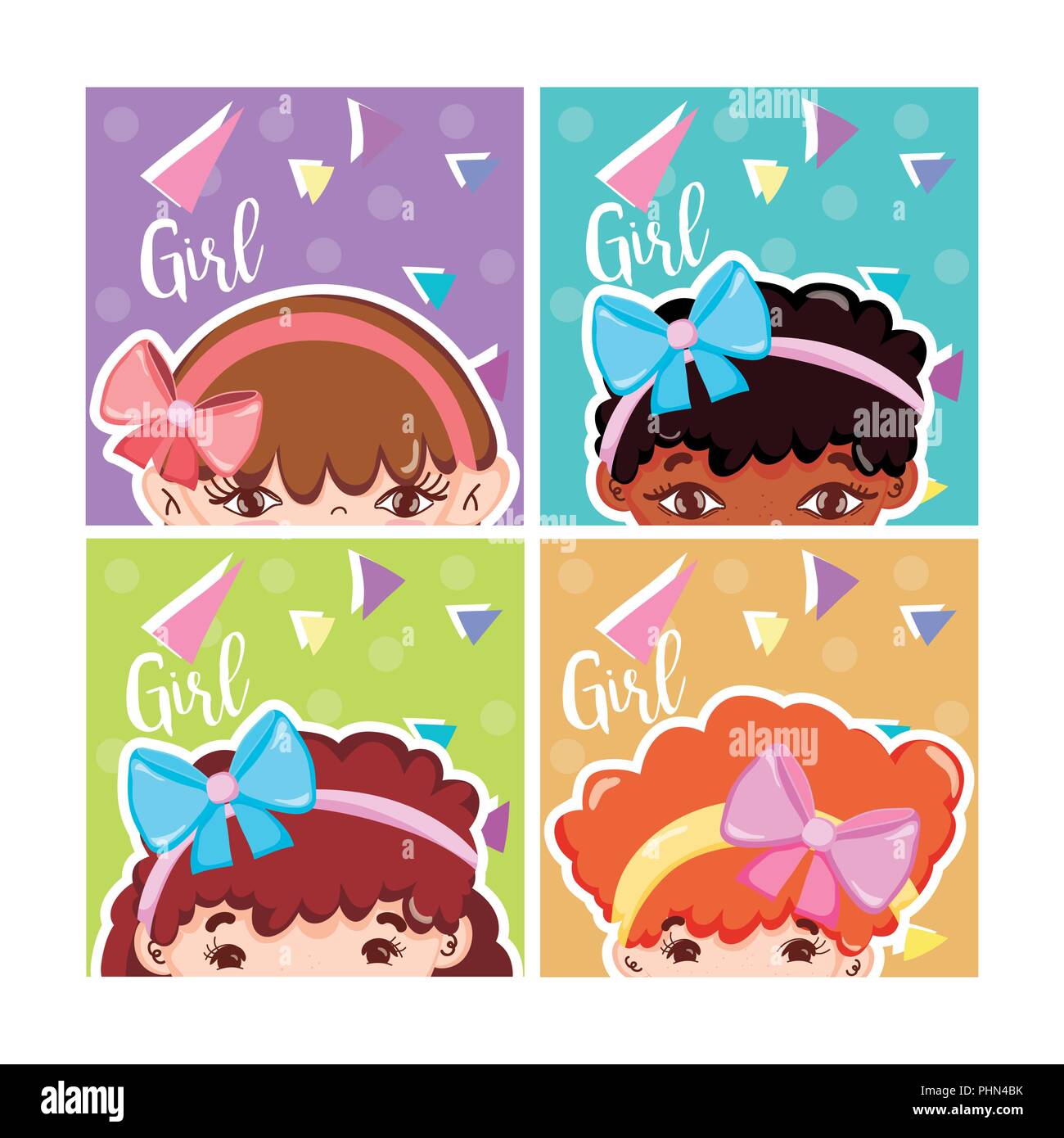 Cute girls cards Stock Vector Image & Art - Alamy