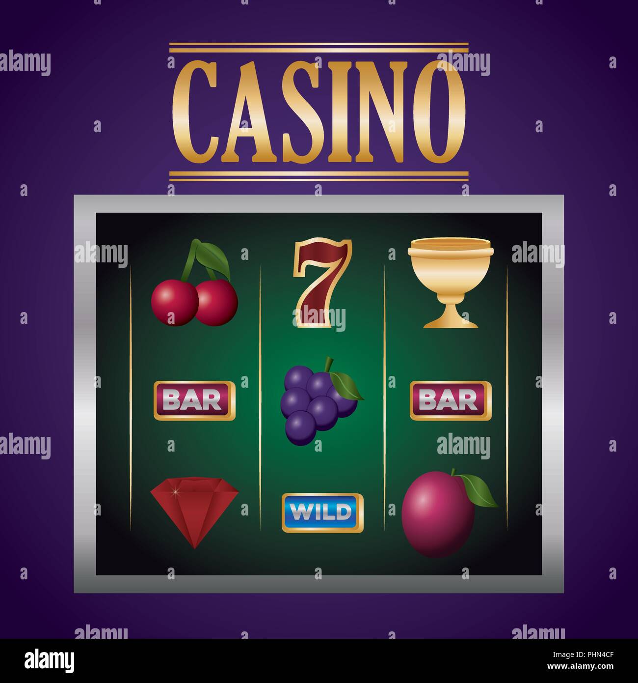 casino design with jackpot machine over purple background, colorful ...