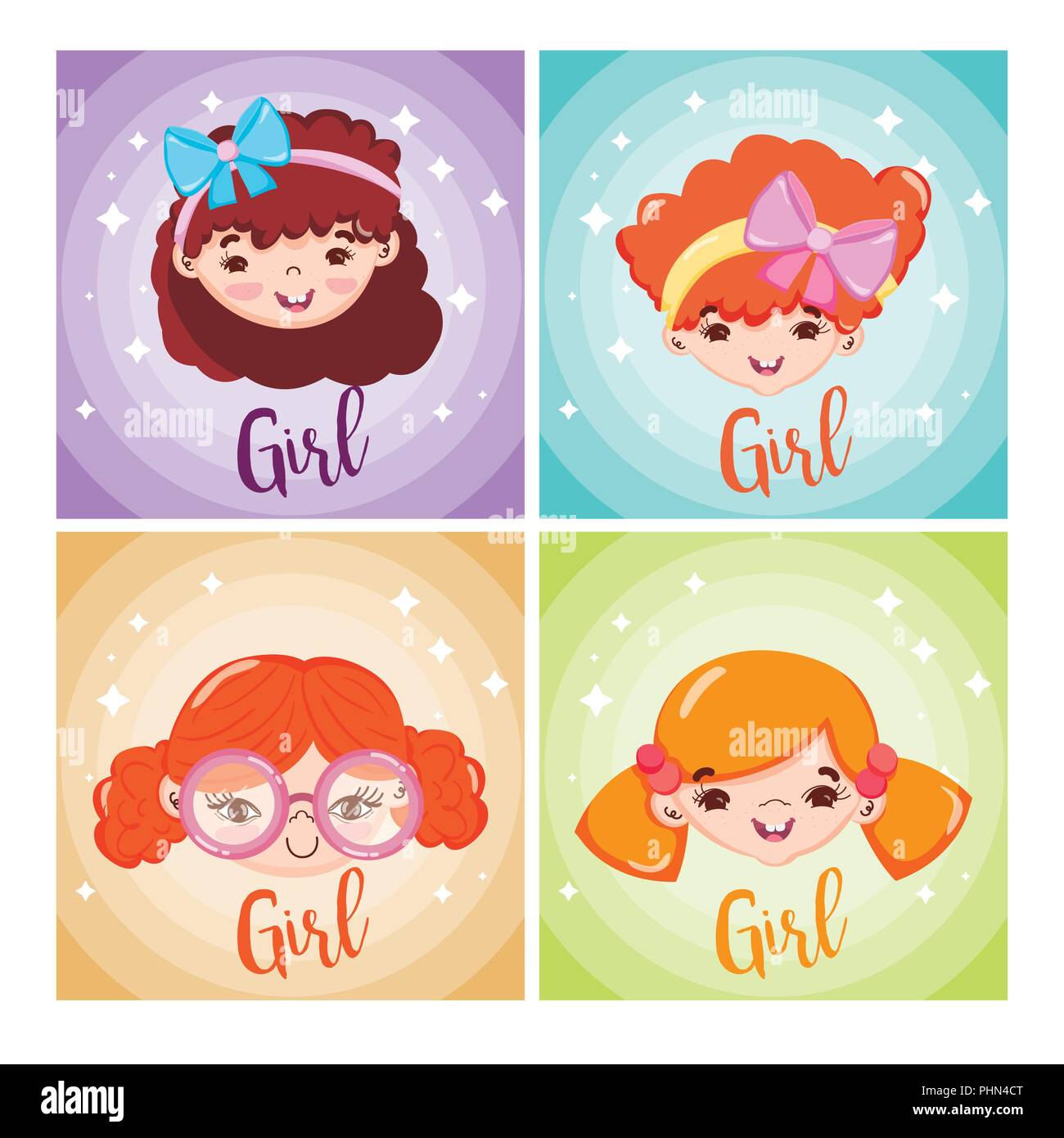 Cute girls cards Stock Vector Image & Art - Alamy