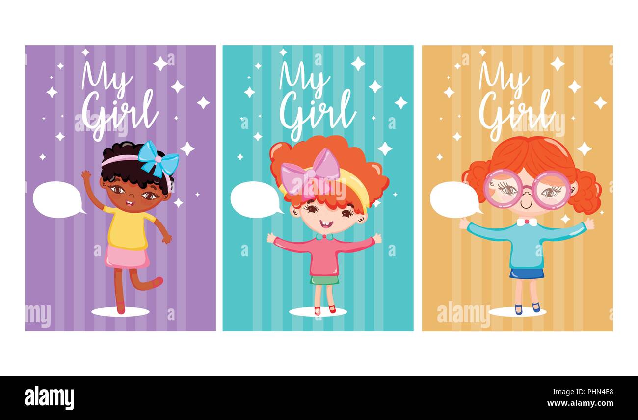 Cute girls cards Stock Vector Image & Art - Alamy