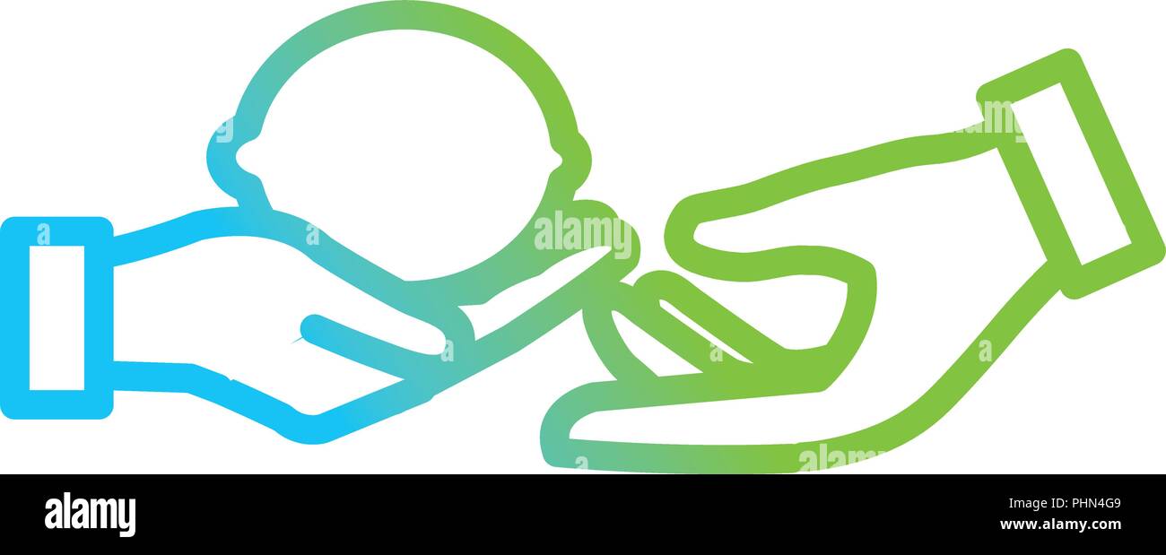 hands with fresh lemon vector illustration design Stock Vector Image ...