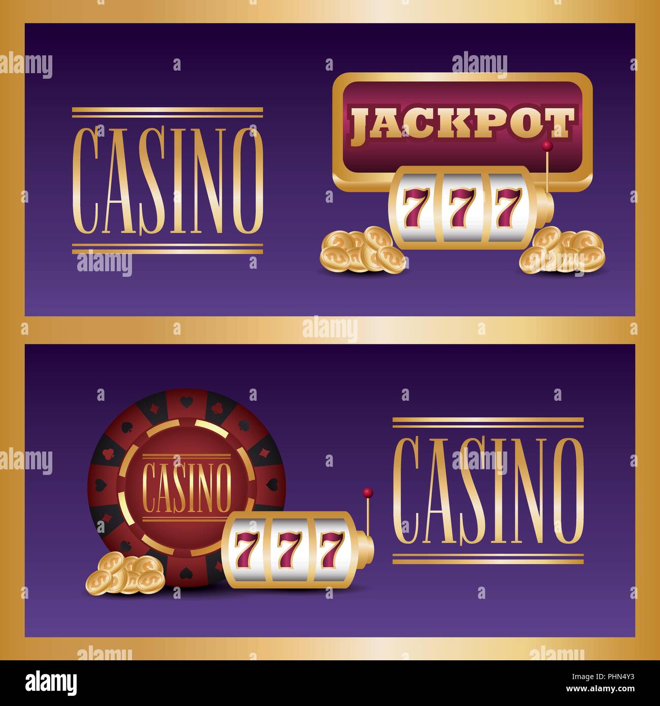 Casino design with jackpot and related icons over purple background ...