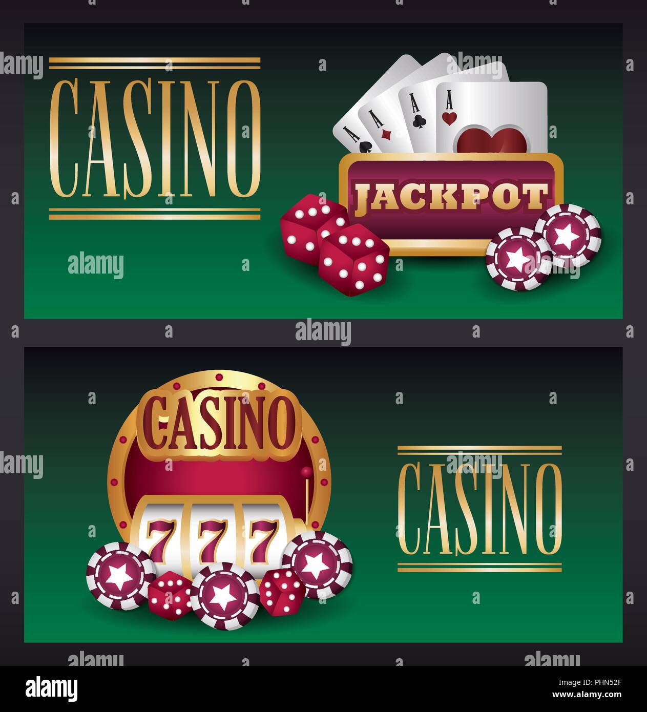 Casino design with jackpot and related icons over green background ...