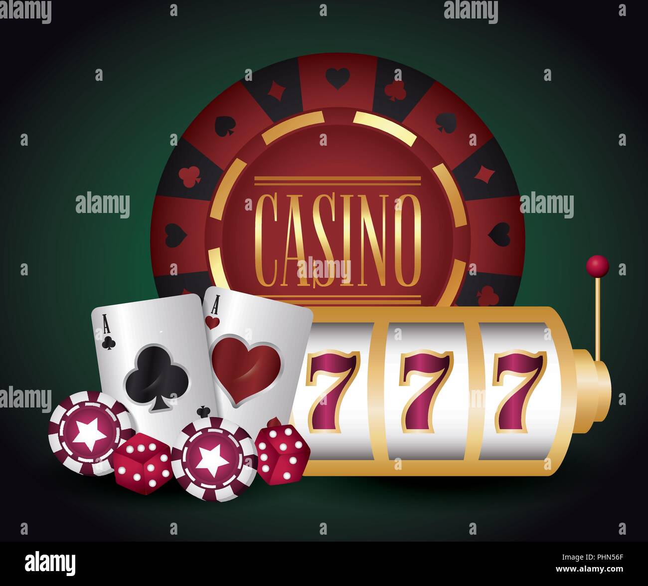 casino design with jackpot and poker cards and chips over green ...
