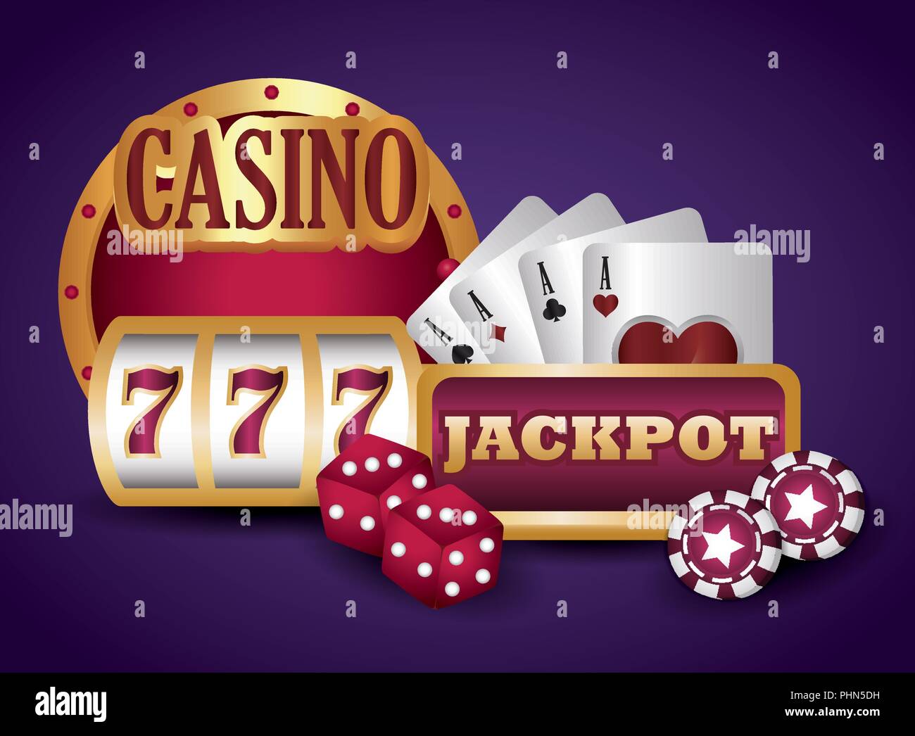 casino design with jackpot and poker cards over purple background ...