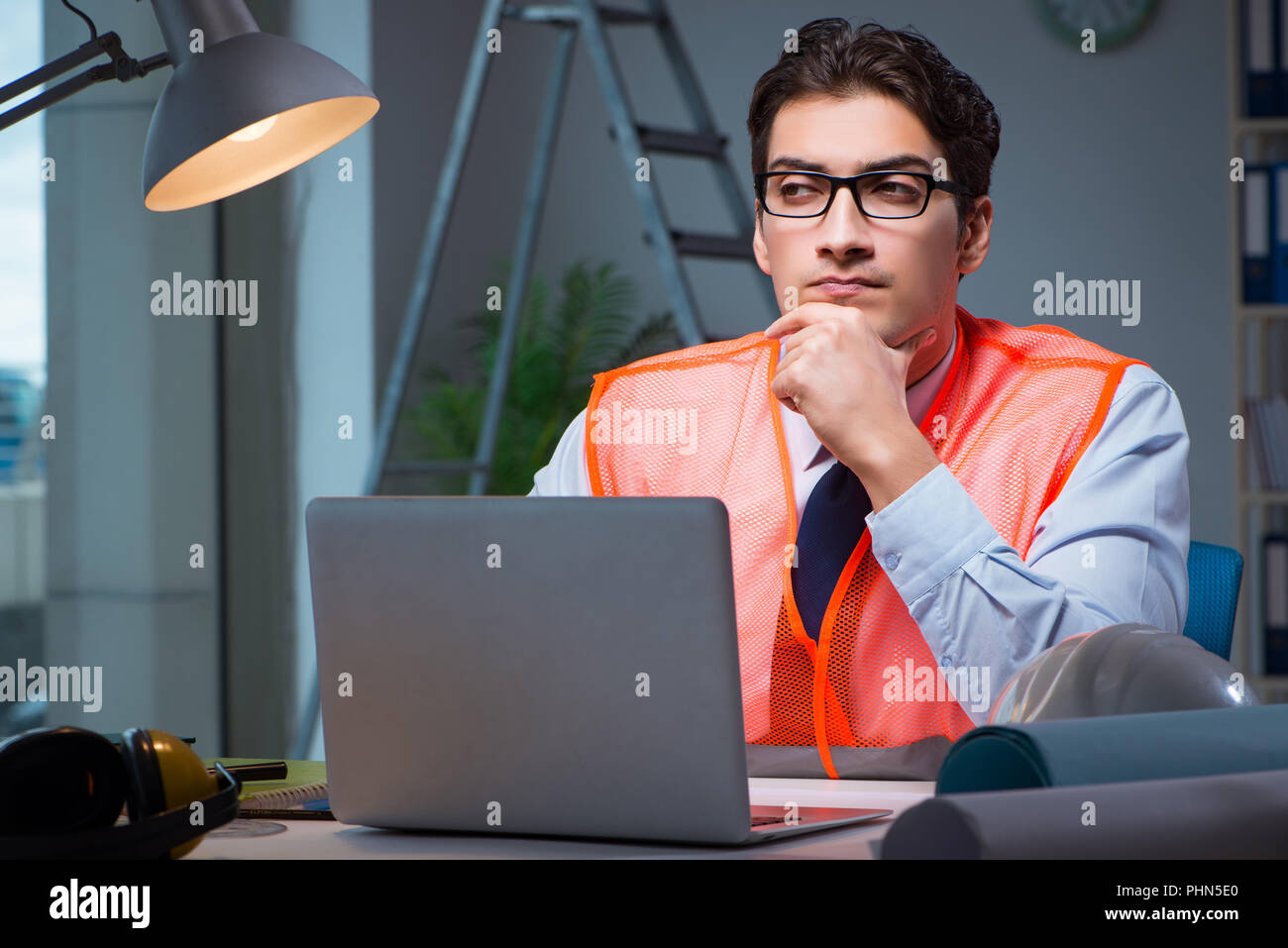 Concerned construction worker blue hi-res stock photography and images ...