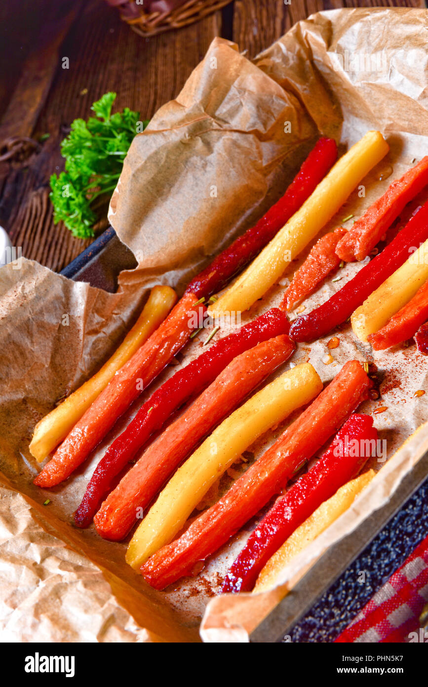 colorful vegetable fries from the oven Stock Photo - Alamy