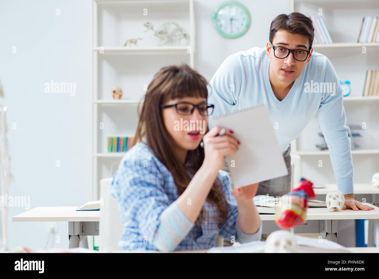 Two medical students studying in classroom Stock Photo - Alamy