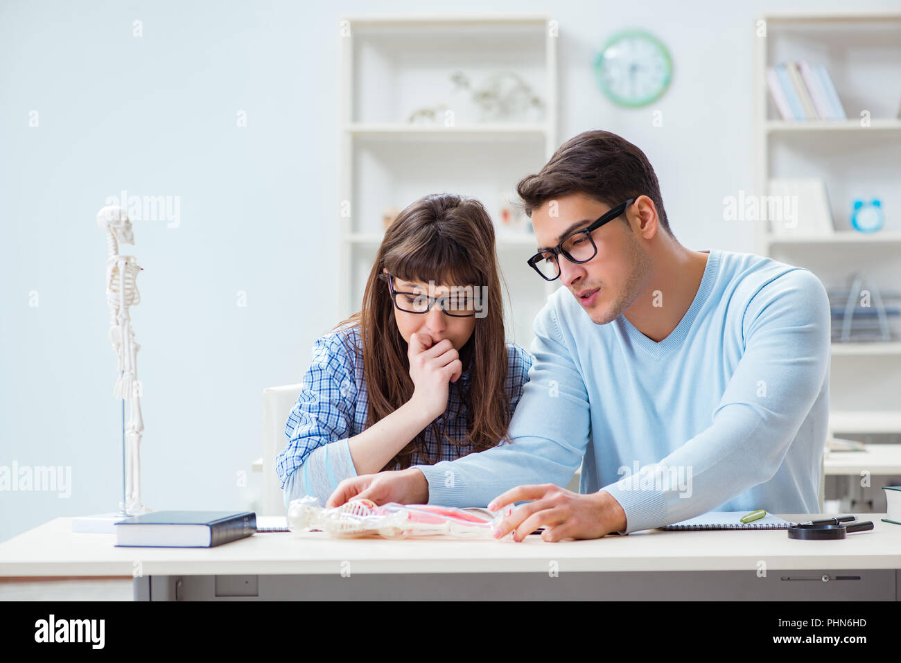 Two medical students studying in classroom Stock Photo - Alamy