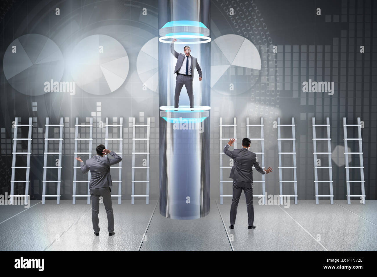 Businessmen in accelerated and fast promotion concept Stock Photo - Alamy